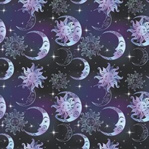 Celestial Sun Moon Stars Wrapping Paper - Folded Flat 30 x 20 Inch (3 Sheets)