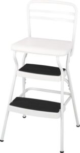 cosco white retro counter chair / step stool with lift-up seat