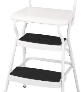 Cosco White Retro Counter Chair / Step Stool with Lift-up Seat