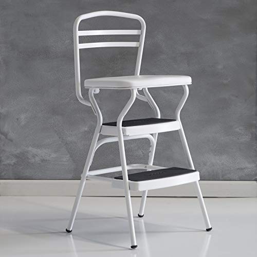 Cosco White Retro Counter Chair / Step Stool with Lift-up Seat