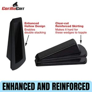 Rubber Door Stoppers - Door Stop Wedge, Large Heavy Duty Flexible Door Holder - Black 4 Pack - Non Marking Anti Slip Jammer