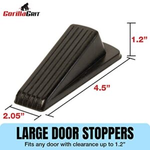 Rubber Door Stoppers - Door Stop Wedge, Large Heavy Duty Flexible Door Holder - Black 4 Pack - Non Marking Anti Slip Jammer