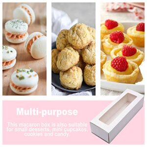 25 Macaron Boxes, Macaron Gift Box, (Interior Mesurement 7.2 inch×1.96 inch×1.96 inch), Macaroons White macaron box，Macaron Packaging Boxes with Clear Window Kraft without Macarons inside