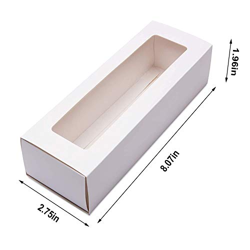 25 Macaron Boxes, Macaron Gift Box, (Interior Mesurement 7.2 inch×1.96 inch×1.96 inch), Macaroons White macaron box，Macaron Packaging Boxes with Clear Window Kraft without Macarons inside