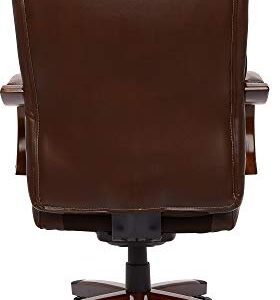 La-Z-Boy Delano Big & Tall Executive Office Chair | High Back Ergonomic Lumbar Support, Bonded Leather, Brown | 45833 model