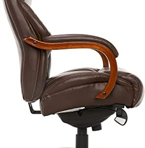 La-Z-Boy Delano Big & Tall Executive Office Chair | High Back Ergonomic Lumbar Support, Bonded Leather, Brown | 45833 model