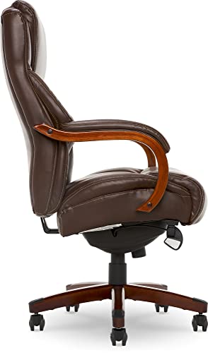 La-Z-Boy Delano Big & Tall Executive Office Chair | High Back Ergonomic Lumbar Support, Bonded Leather, Brown | 45833 model