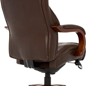 La-Z-Boy Delano Big & Tall Executive Office Chair | High Back Ergonomic Lumbar Support, Bonded Leather, Brown | 45833 model