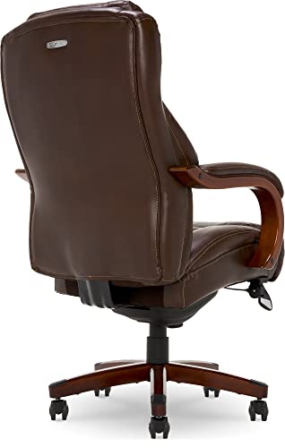 La-Z-Boy Delano Big & Tall Executive Office Chair | High Back Ergonomic Lumbar Support, Bonded Leather, Brown | 45833 model