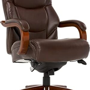 La-Z-Boy Delano Big & Tall Executive Office Chair | High Back Ergonomic Lumbar Support, Bonded Leather, Brown | 45833 model