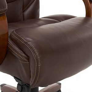 La-Z-Boy Delano Big & Tall Executive Office Chair | High Back Ergonomic Lumbar Support, Bonded Leather, Brown | 45833 model