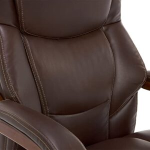 La-Z-Boy Delano Big & Tall Executive Office Chair | High Back Ergonomic Lumbar Support, Bonded Leather, Brown | 45833 model