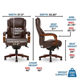 La-Z-Boy Delano Big & Tall Executive Office Chair | High Back Ergonomic Lumbar Support, Bonded Leather, Brown | 45833 model