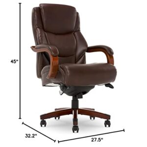 La-Z-Boy Delano Big & Tall Executive Office Chair | High Back Ergonomic Lumbar Support, Bonded Leather, Brown | 45833 model