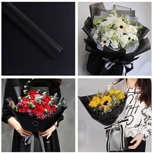 20 Pcs Double Sided Color Flower Wrapping Paper,Waterproof Valentine's Day Bouquet Wrapping Paper 23x23Inch Used for DIY Crafts, Gift Packaging, Flower Shop Bouquet Packaging (Black)