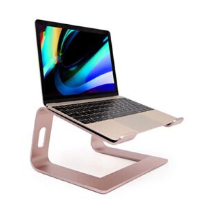 laptop stand, ergonomic aluminum laptop mount computer stand, detachable laptop riser，notebook holder stand compatible with macbook pro/air hp lenovo samsung huawei ，all 10-17.3″ laptops(rose gold)