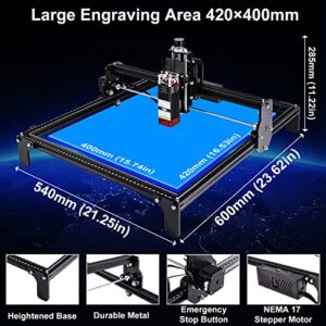 4240 Laser Engraver, 20W Laser Engraving Cutting Machine, Laser Machine 5W Output Power, Laser Cutter for Metal and Wood with 16.5”x15.75” Large Engraving Cutting Area (420x400mm)