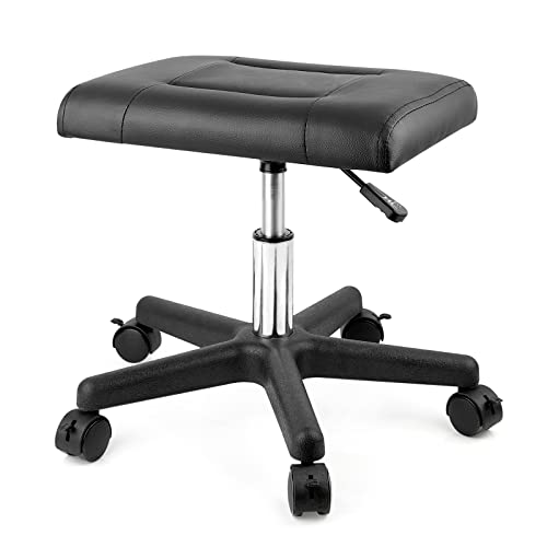 Lilithye Footrest Stool Under Desk Adjustable Height Footrest Ottoman Ergonomic Foot Stool with Wheels 360° Rolling Footrest for Home Office (Black)