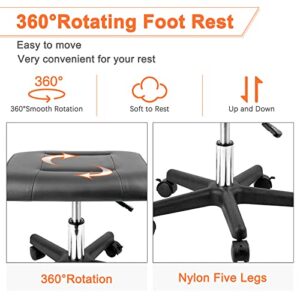 Lilithye Footrest Stool Under Desk Adjustable Height Footrest Ottoman Ergonomic Foot Stool with Wheels 360° Rolling Footrest for Home Office (Black)