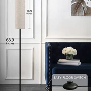 RGBWW Smart LED Floor Lamp for Living Room, Compatible with Alexa, Google Home, 69" Tall Modern Standing Lamp for Bedroom with Remote & WiFi APP Control, 2700k-6500k Corner Lamp with Linen Lampshade