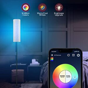 RGBWW Smart LED Floor Lamp for Living Room, Compatible with Alexa, Google Home, 69" Tall Modern Standing Lamp for Bedroom with Remote & WiFi APP Control, 2700k-6500k Corner Lamp with Linen Lampshade