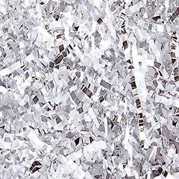 White and Silver Metallic Blend Crinkle Paper 1/2 Lb Bag 8 Ounces.