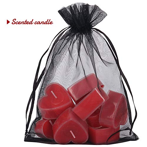 YQL Organza Drawstring Bags,100PCS 5x7 Inch Black Gift Favor Bags Mesh Fruit Protection Bags Jewelry Pouches Sachet Bags Wedding Party