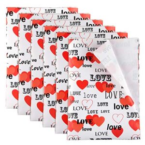 tuparka 6 sheets valentine’s day wrapping paper printed patterned tissue love heart wrapping paper for gift wrap （sweet letters）