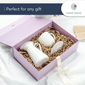 PAPER GENIUS Luxury Gift Box-9.5x7x4 Inches-with 2 Satin Ribbons | Matte Textured Finish Box for Valentine's day, Bridal and Baby Shower Gifts (Medium (Pack of 1), Lavender)…