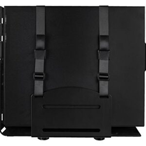 Mount-It! CPU Wall Mount Bracket, Desktop Computer Tower Holder with Safety Straps, Heavy Duty Size Adjustable CPU Holder, Steel, Black, 22 Lbs Capacity, Saves Floor and Desk Space