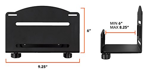 Mount-It! CPU Wall Mount Bracket, Desktop Computer Tower Holder with Safety Straps, Heavy Duty Size Adjustable CPU Holder, Steel, Black, 22 Lbs Capacity, Saves Floor and Desk Space