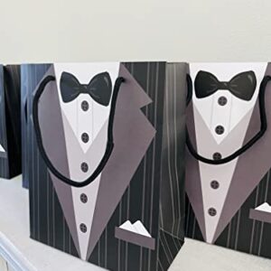 Tuxedo Gift Bags - For Groomsman, Bachelor Party Favors, Wedding - 10 Pack