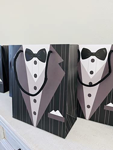 Tuxedo Gift Bags - For Groomsman, Bachelor Party Favors, Wedding - 10 Pack