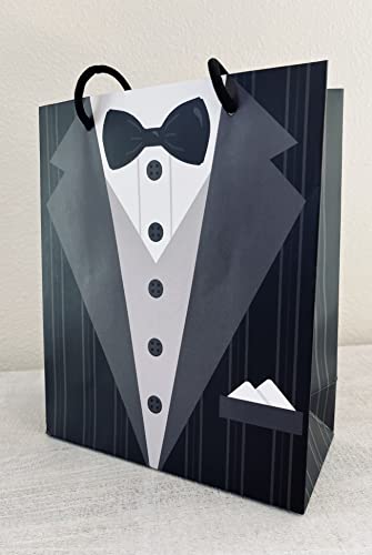 Tuxedo Gift Bags - For Groomsman, Bachelor Party Favors, Wedding - 10 Pack