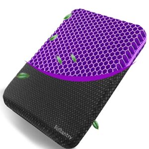 airllantry purple gel seat cushion, gel seat cushion for long sitting– back pain, sciatica, tailbone pain relief pad, seat cushion for office chair, wheelchair cushion, car cushion, long trips