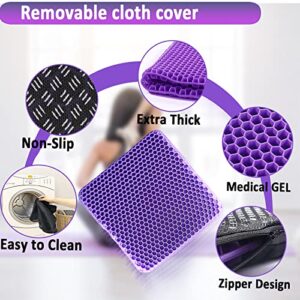 Airllantry Purple Gel Seat Cushion, Gel Seat Cushion for Long Sitting– Back Pain, Sciatica, Tailbone Pain Relief Pad, Seat Cushion for Office Chair, Wheelchair Cushion, Car Cushion, Long Trips