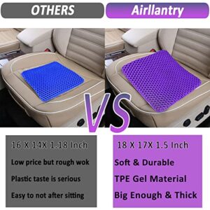 Airllantry Purple Gel Seat Cushion, Gel Seat Cushion for Long Sitting– Back Pain, Sciatica, Tailbone Pain Relief Pad, Seat Cushion for Office Chair, Wheelchair Cushion, Car Cushion, Long Trips