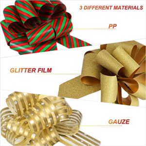 UNOMOR Christmas Pull Bows, 24PCS Different Patterns Present Wrapping Bows for Christmas Holiday Decoration