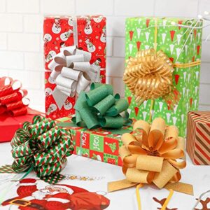 UNOMOR Christmas Pull Bows, 24PCS Different Patterns Present Wrapping Bows for Christmas Holiday Decoration