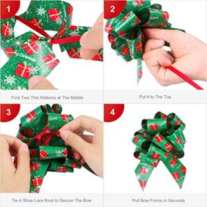 UNOMOR Christmas Pull Bows, 24PCS Different Patterns Present Wrapping Bows for Christmas Holiday Decoration