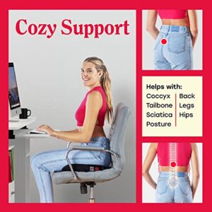 POP The Hot Seat, Heated Portable Cushion for Office Chair, Car, Plane. Semi Firm Memory Foam Support for Pain Relief and Comfort from Coccyx, Sciatica, Lumbar, and Tailbone (Battery NOT Included)