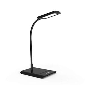 trond desk lamp, dimmable eye-caring task lamp, 3 color modes 7 brightness levels table lamp, flexible gooseneck lamp, desk light for home office bedroom kitchen nightstand reading, 6000k, 10w, black