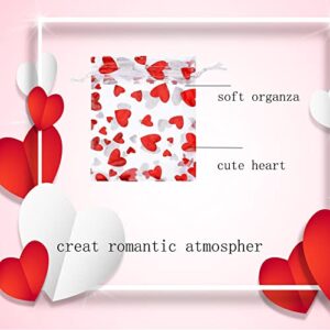 150 Pieces Heart Organza Bags Valentine's Day Jewelry Pouches Candy Bags