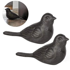 Livfodrm Door Stopper for Floor Decorative Cute Bird Heavy Duty Cast Iron Door Stop Farmhouse, 2 Pack Door Stops Wedge Rustic Dark Brown