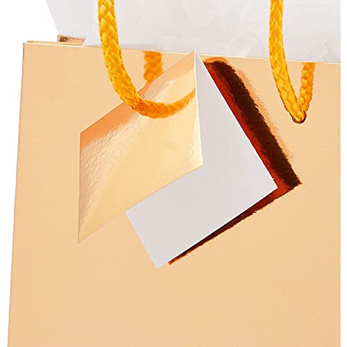 Gold Gift Bags with Tissue Paper (5.45 x 7.8 x 2.45 in, 20 Pack)