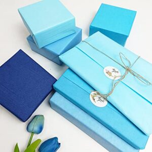 TTLLQQ Blue Tissue Gift Wrapping Paper 120 Sheets Set, 50 * 35cm, Baby Blue Sky Blue Ultra Sapphire Lake Blue Premium Mix Recyclable Bulk, DIY Art Craft Decor, Wedding. Baby Shower.