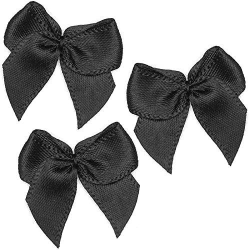 350 Pack Mini Satin Small Bows for Crafts, DIY Projects, Art Supplies, Gift Wrap, Scrapbooking, Black (1.5 in)