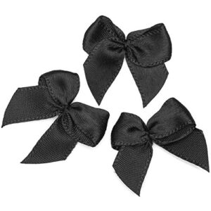 350 Pack Mini Satin Small Bows for Crafts, DIY Projects, Art Supplies, Gift Wrap, Scrapbooking, Black (1.5 in)