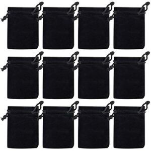 nydotd 100pcs 2 x 2.8 inch black velvet cloth jewelry pouches velvet drawstring bags christmas candy gift bag pouch for wedding favors gifts, event supplies party favors