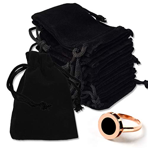 Nydotd 100pcs 2 X 2.8 inch Black Velvet Cloth Jewelry Pouches Velvet Drawstring Bags Christmas Candy Gift Bag Pouch for Wedding Favors Gifts, Event Supplies Party Favors